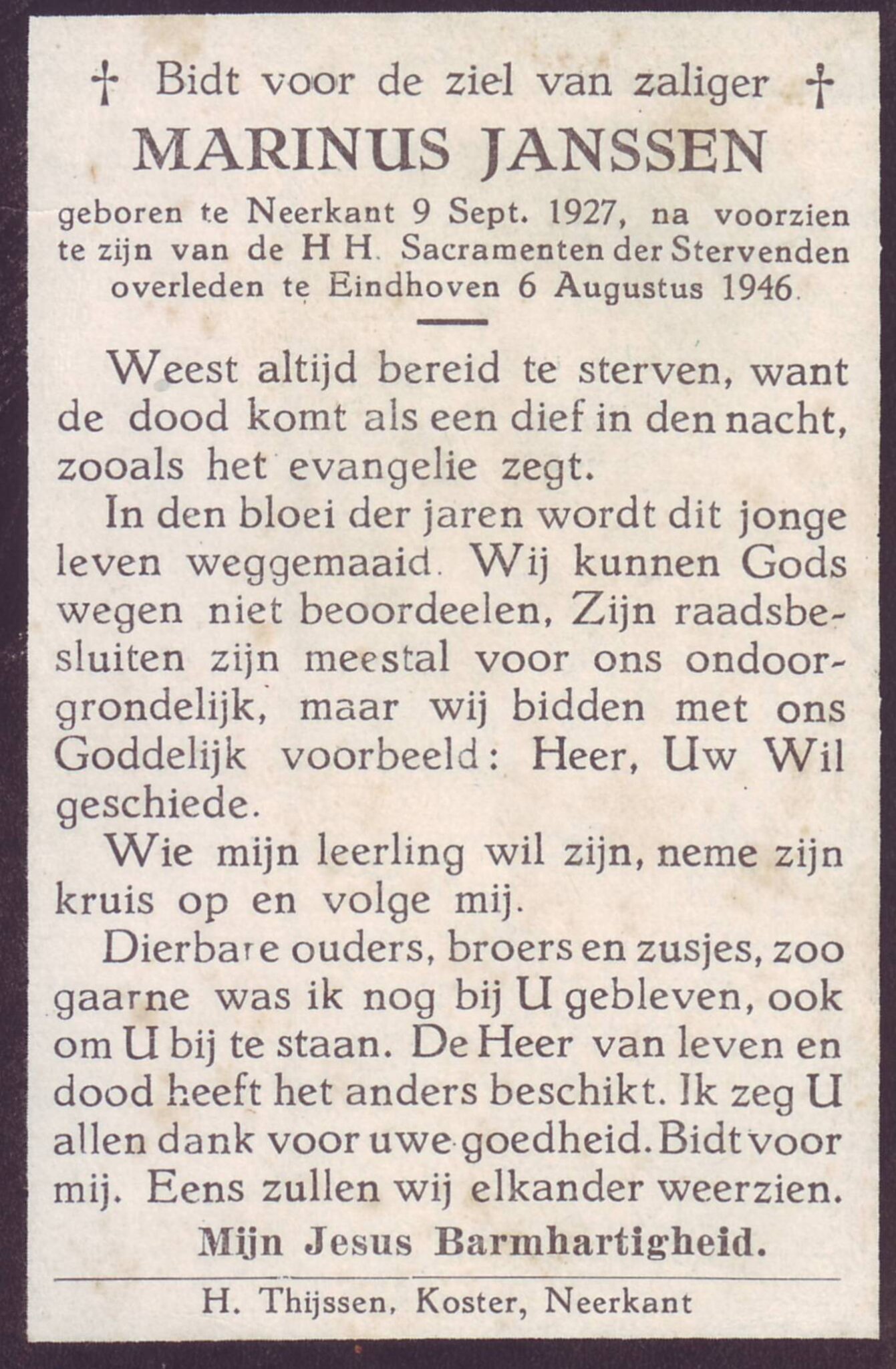 Marinus Janssen 1927-1946 - de ziel van Neerkant